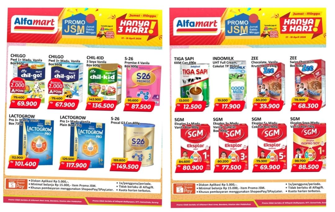 Promo JSM Alfamart 17-19 April 2026, Harga Susu SGM hingga Lactogrow ...
